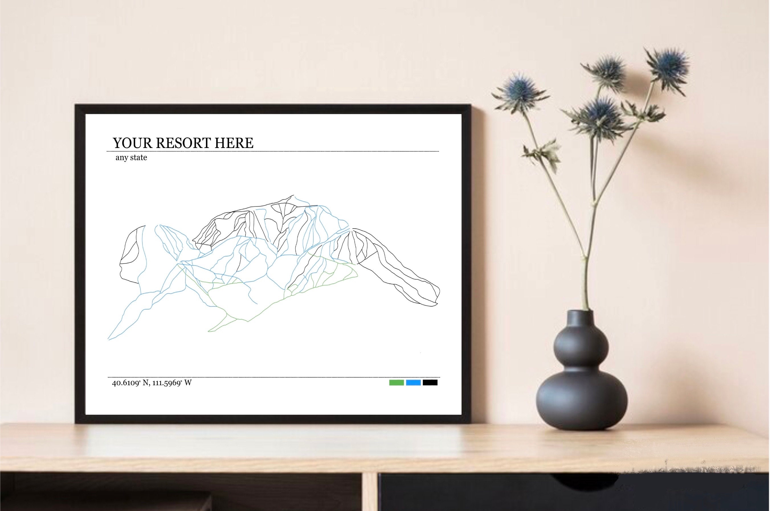 CUSTOM Ski Resort Map | Poster | Modern Art | Digital Print | Home ...