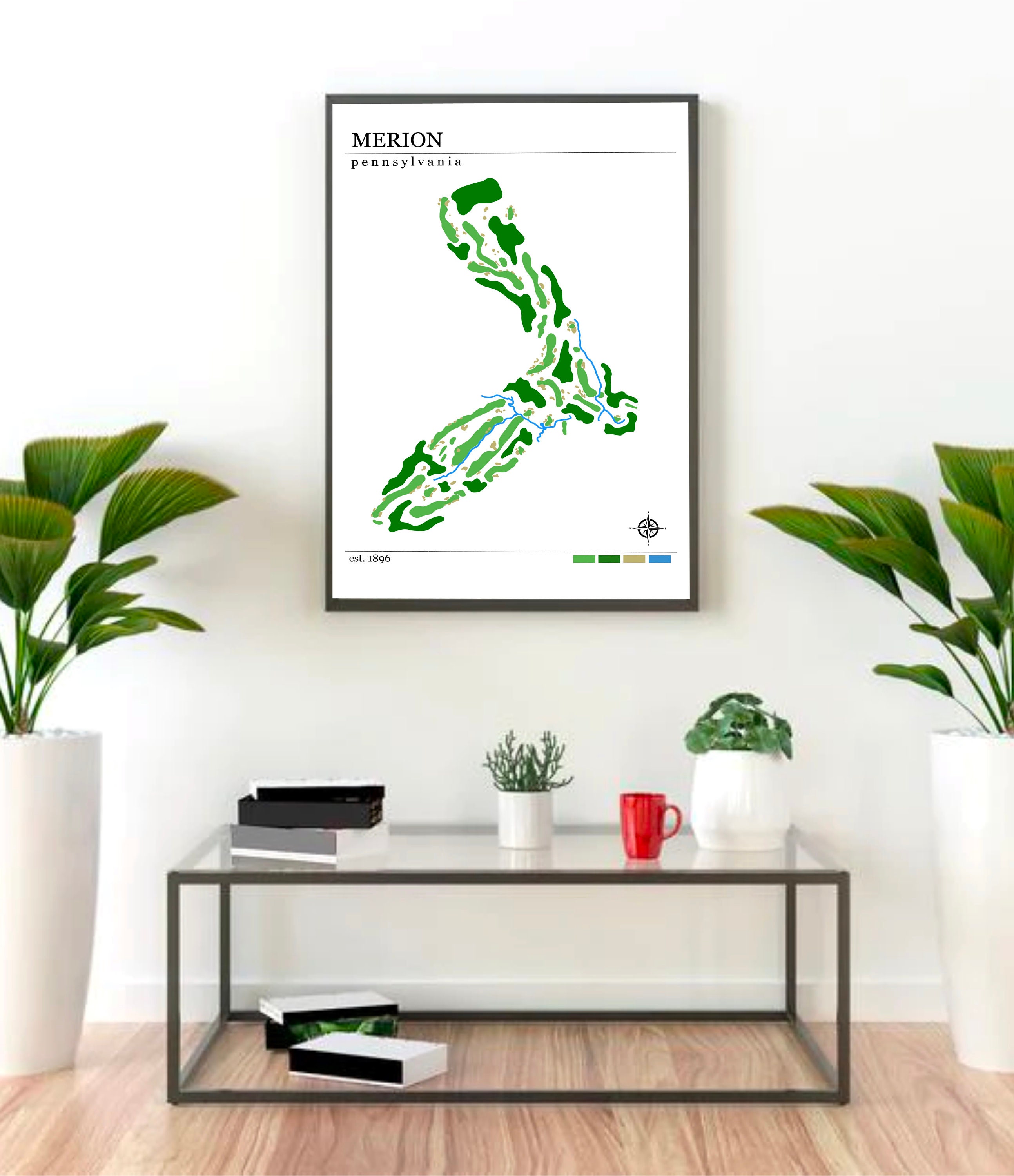 Merion Golf Club Golf Course Map Poster Modern Art Digital Print Home ...