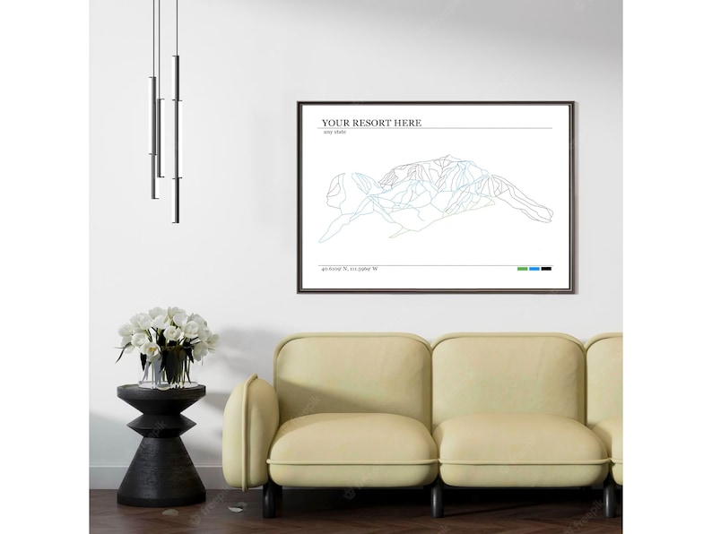 CUSTOM Ski Resort Map | Poster | Modern Art | Digital Print | Home ...