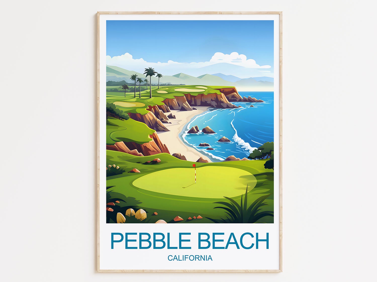 Pebble Beach Print, California Golf Travel Poster, Golf Park, Pebble ...