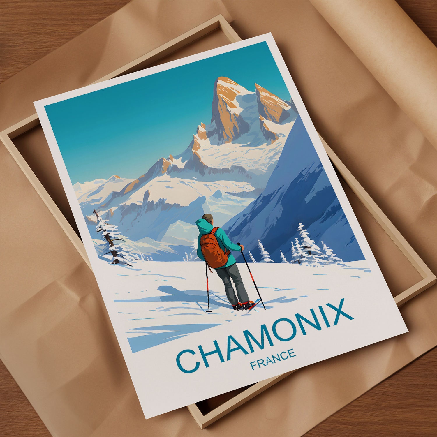 Chamonix Ski Poster, Chamonix Ski Print, Französische Alpen Chamonix ...