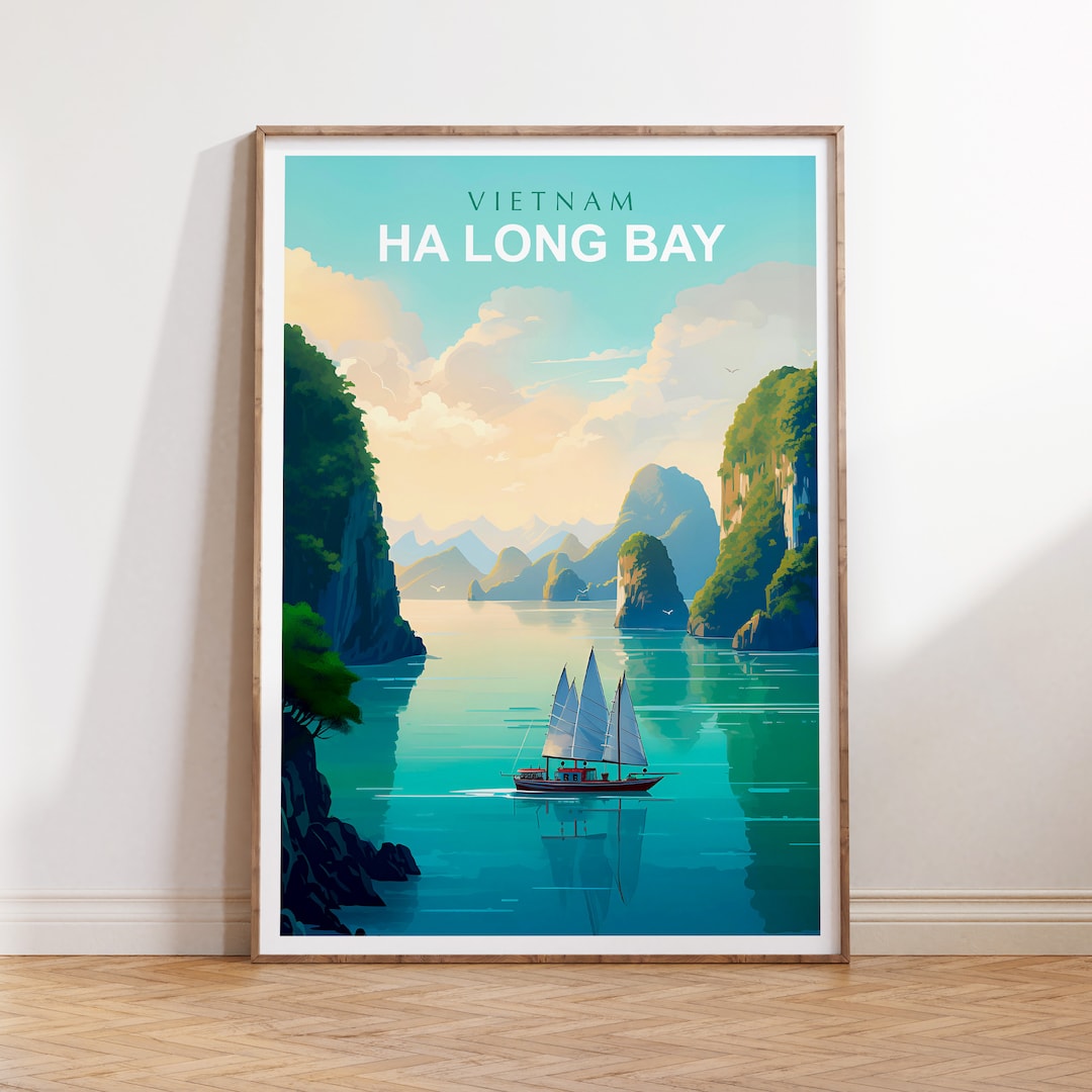 Ha Long Bay Poster, Travel Poster, Ha Long Bay Travel Print Wall Art ...