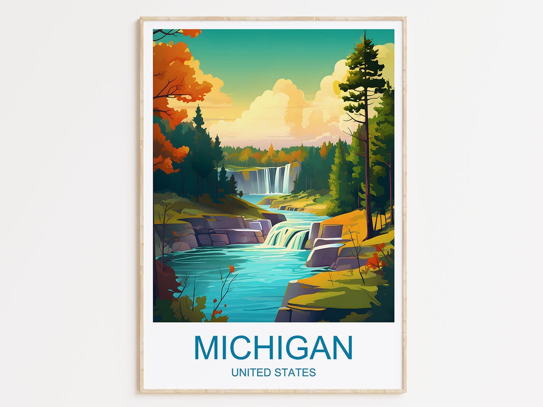 Michigan Travel Print, Michigan Poster Print, Michigan Wall Art ...