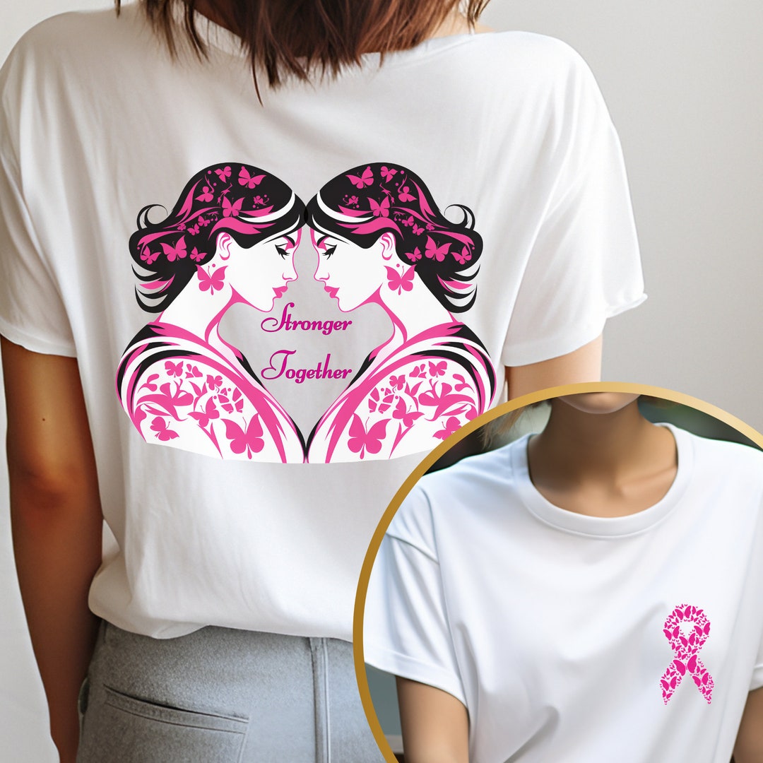 Stronger Together Elegant Butterfly Ribbon Breast Cancer Tee - Etsy
