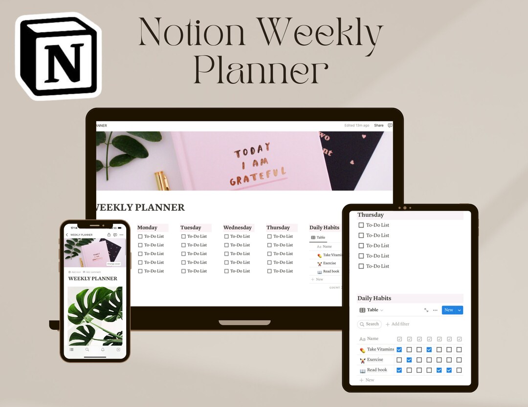 Notion Weekly Planner Template, Personal Planner Notion Template, Goal ...