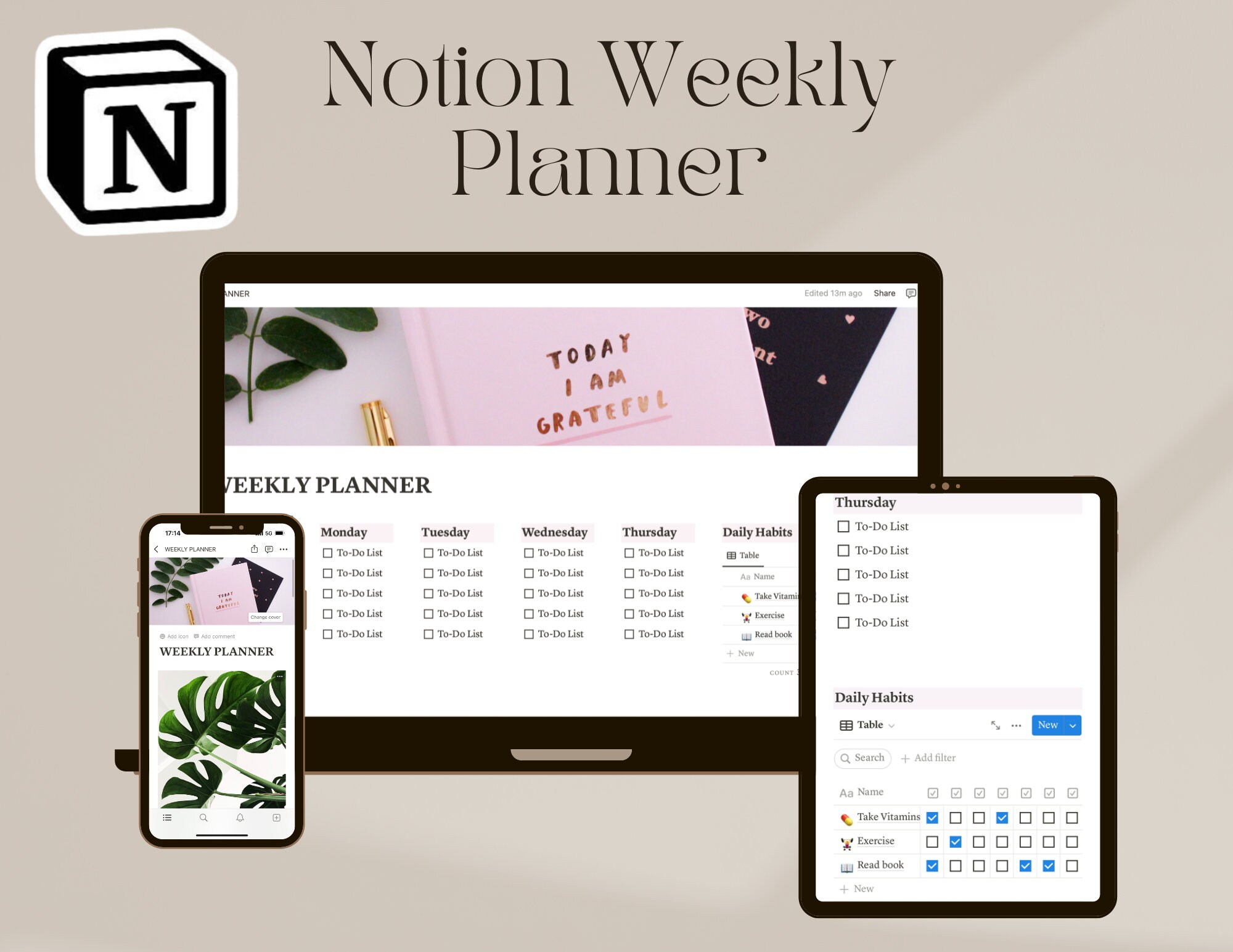 Notion Weekly Planner Template, Personal Planner Notion Template, Goal ...