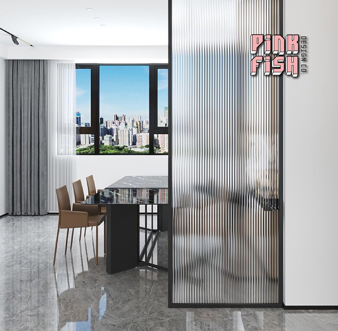 Reeded Glass Privacy Screen - Static Cling Frosted Window Film - DIY ...