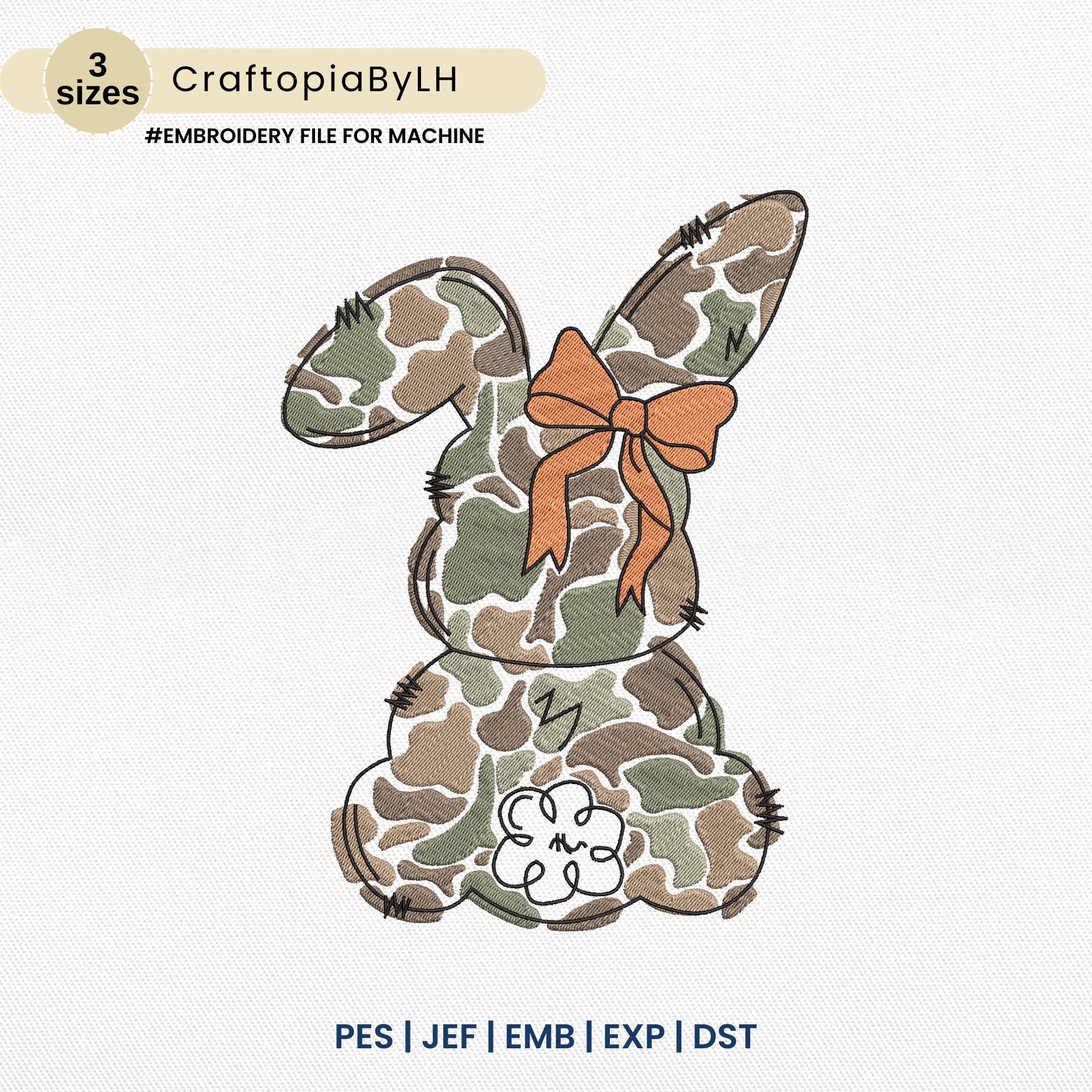 Egg Hunter Bunny Embroidery Design – Camo Easter Bunny Embroidery File ...
