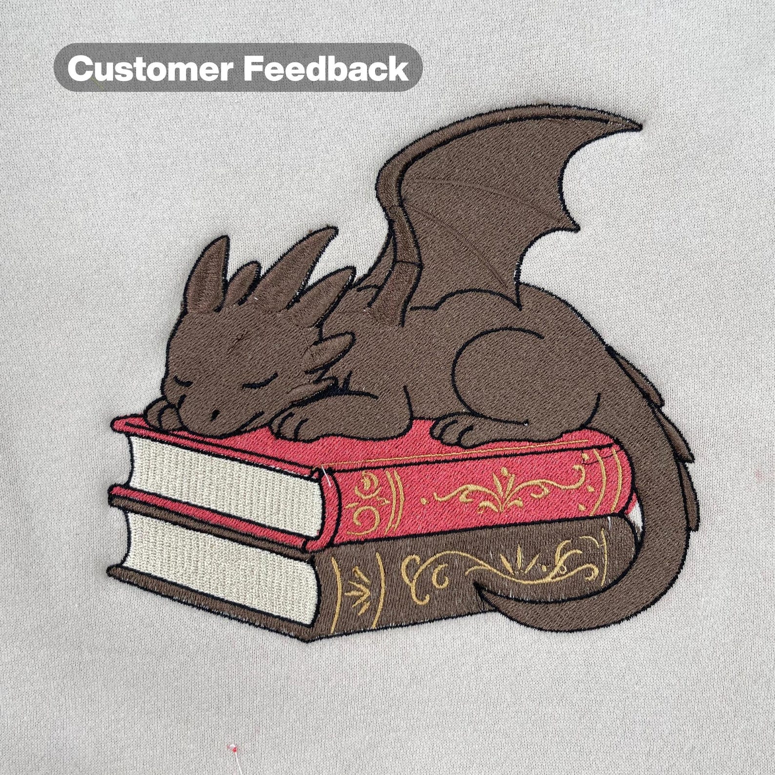 Book Dragon Embroidery Design, Floral Book Lover Embroidery Design ...