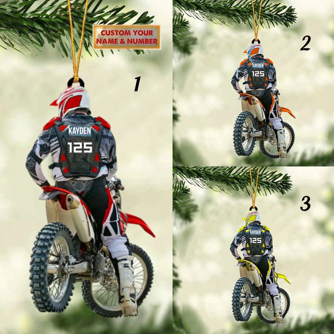 Personalized Motocross Christmas Ornament, Flat Acrylic Ornament ...