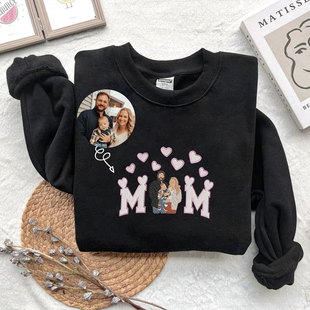 Embroidered Family Portrait Shirt, Personalized Mom Embroidered ...