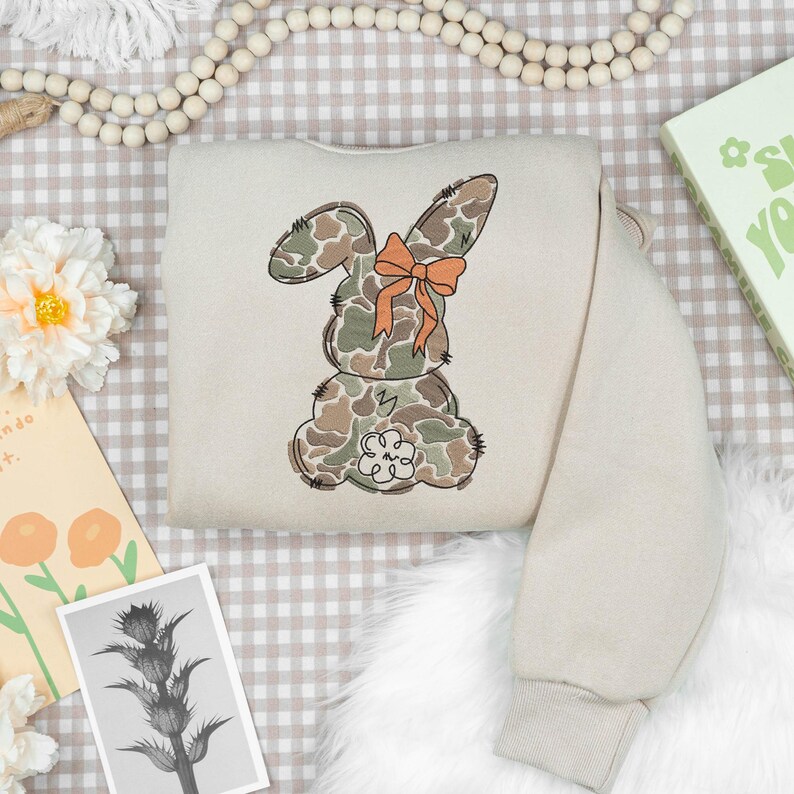 Egg Hunter Bunny Embroidery Design – Camo Easter Bunny Embroidery File ...