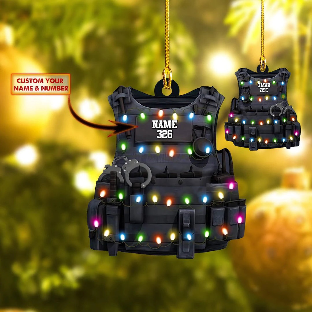 Police Christmas Lights Ornament, Police Christmas Ornament, Merry ...