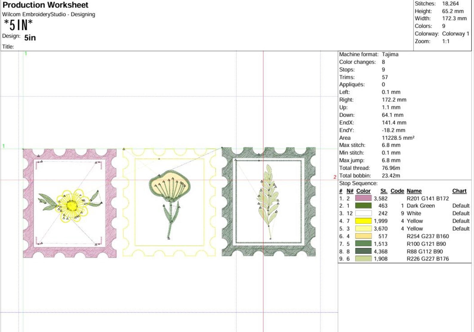 Floral Stamps Embroidery Design, Postage Stamp Embroidery Design ...