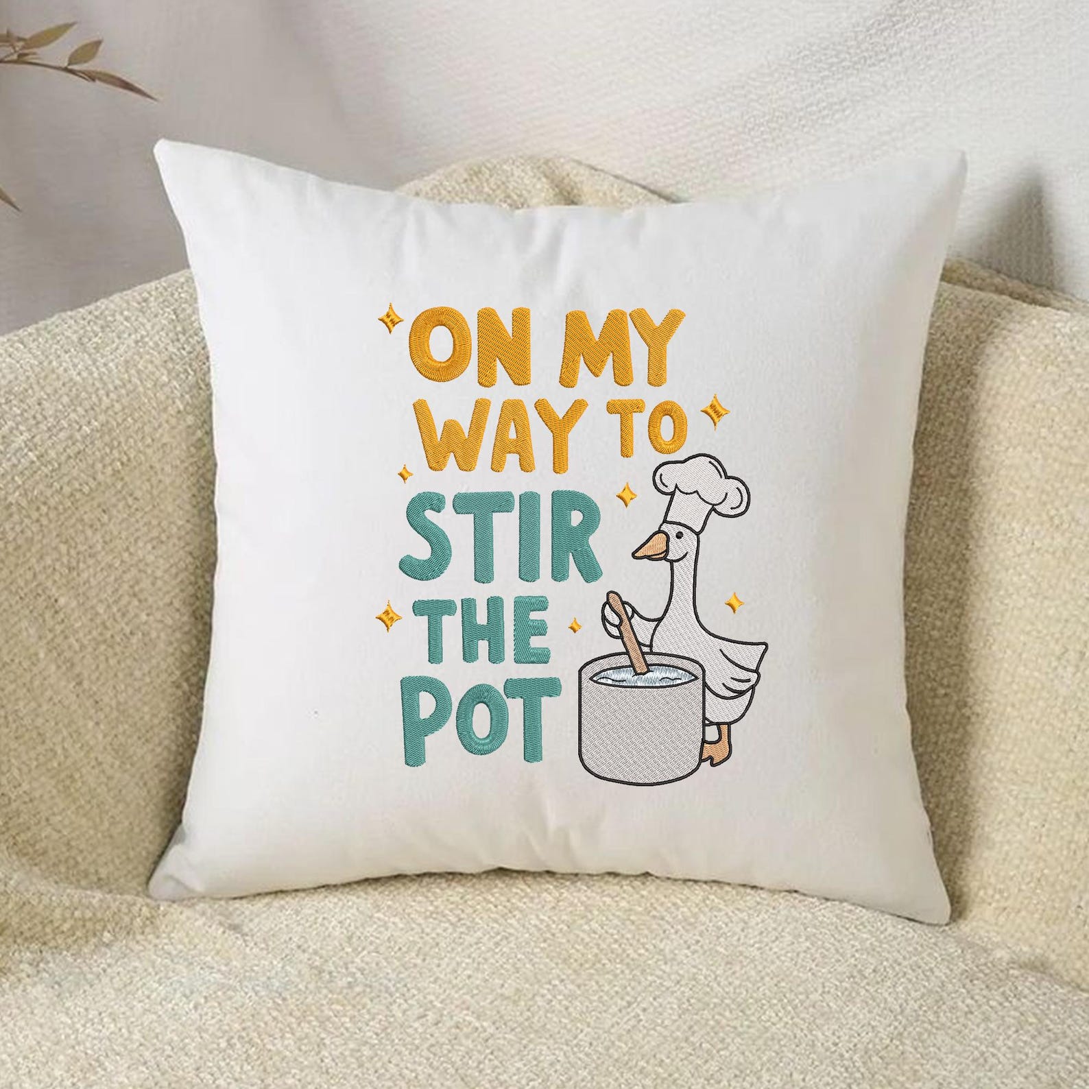On My Way to Stir the Pot Embroidery Design, Funny Silly Goose Stitch ...