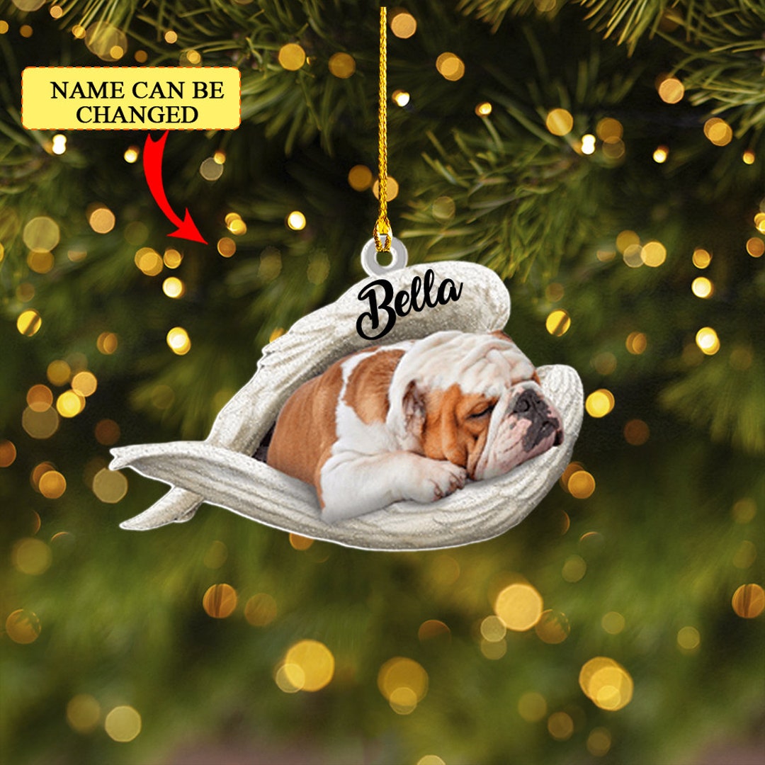 Personalized Bulldog Sleeping Angel Wing Flat 2D Memorial Dog, Custom ...