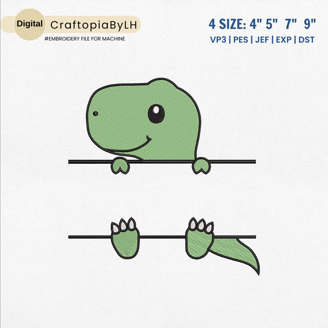 Dinosaur Split Embroidery Design, T-rex Name Frame Embroidery, Student ...