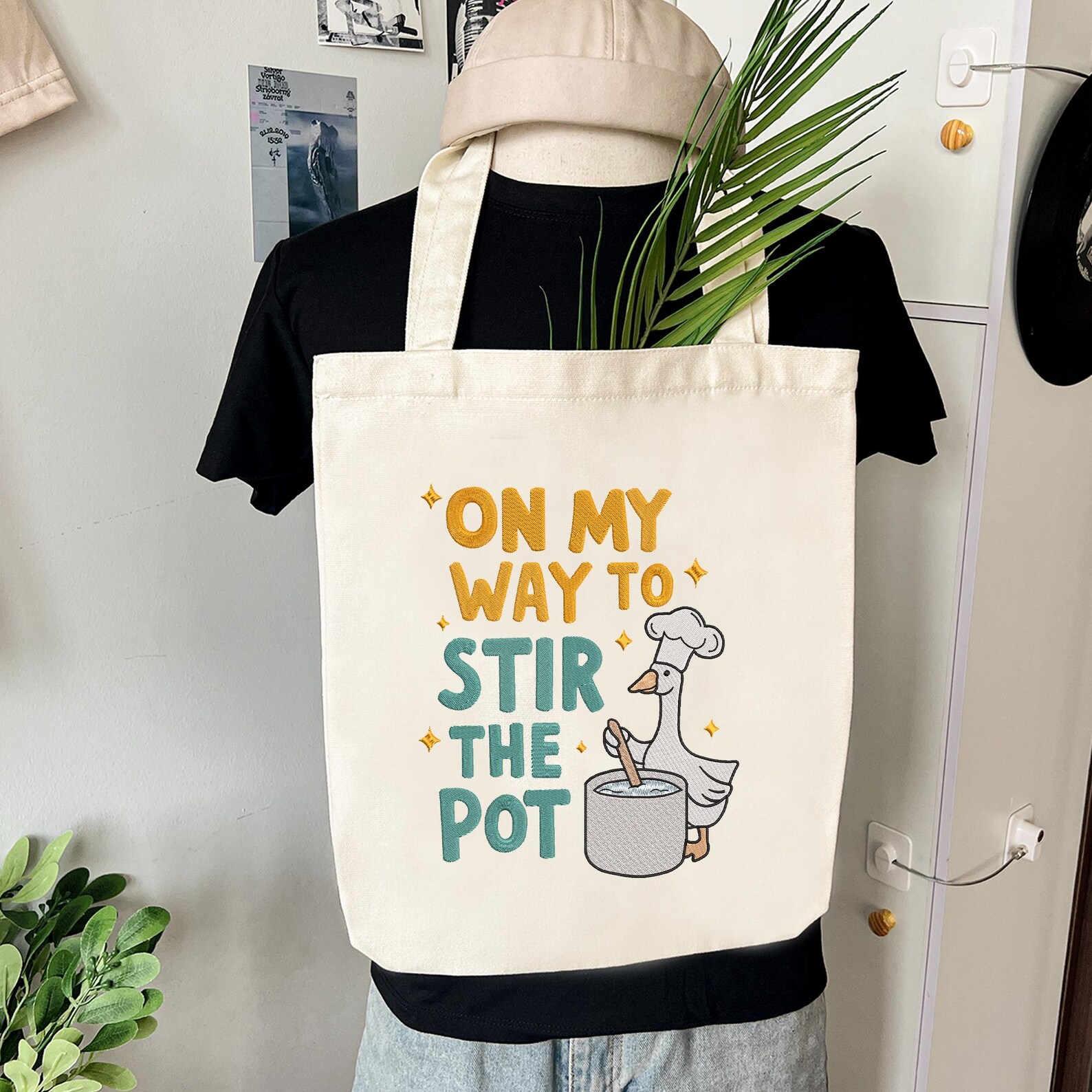 On My Way to Stir the Pot Embroidery Design, Funny Silly Goose Stitch ...