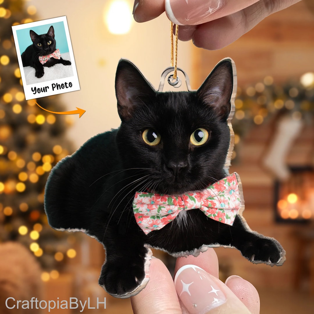 Custom Photo Cat Ornament, Funny Cat Gifts for Cat Lovers, Acrylic ...