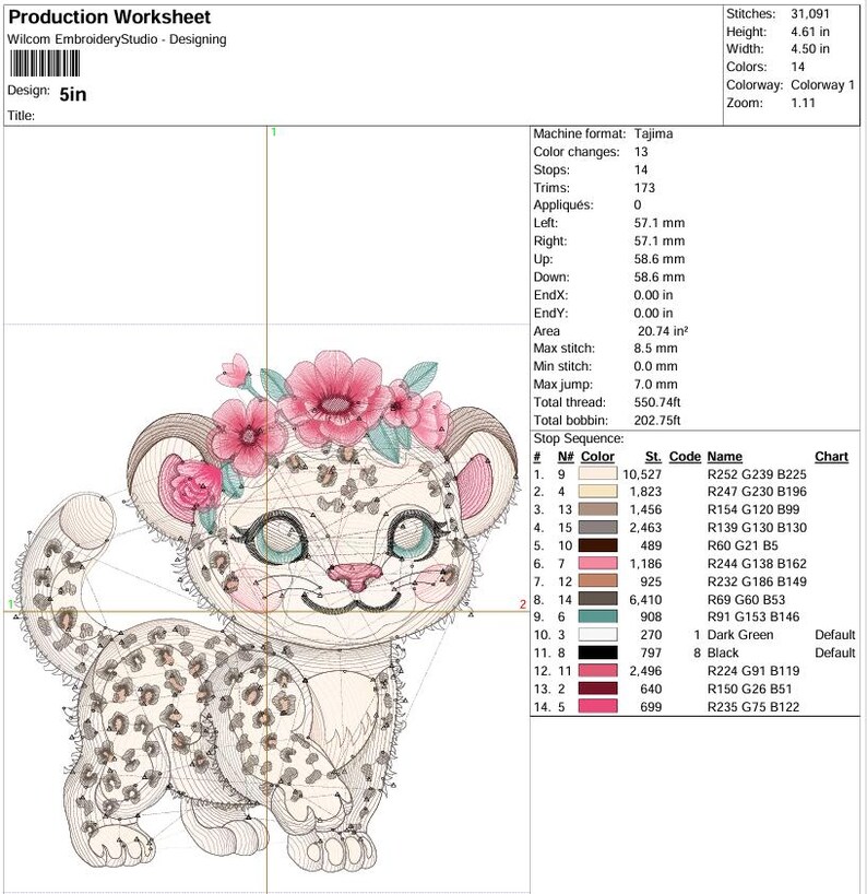 Leopard Embroidery Design, Cute Baby Leopard Embroidery Machine File ...