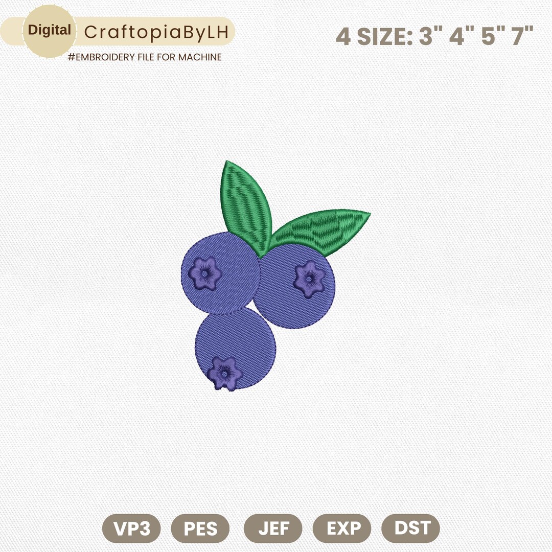Blueberry Embroidery Design, Mini Fruits Machine Embroidery Design ...