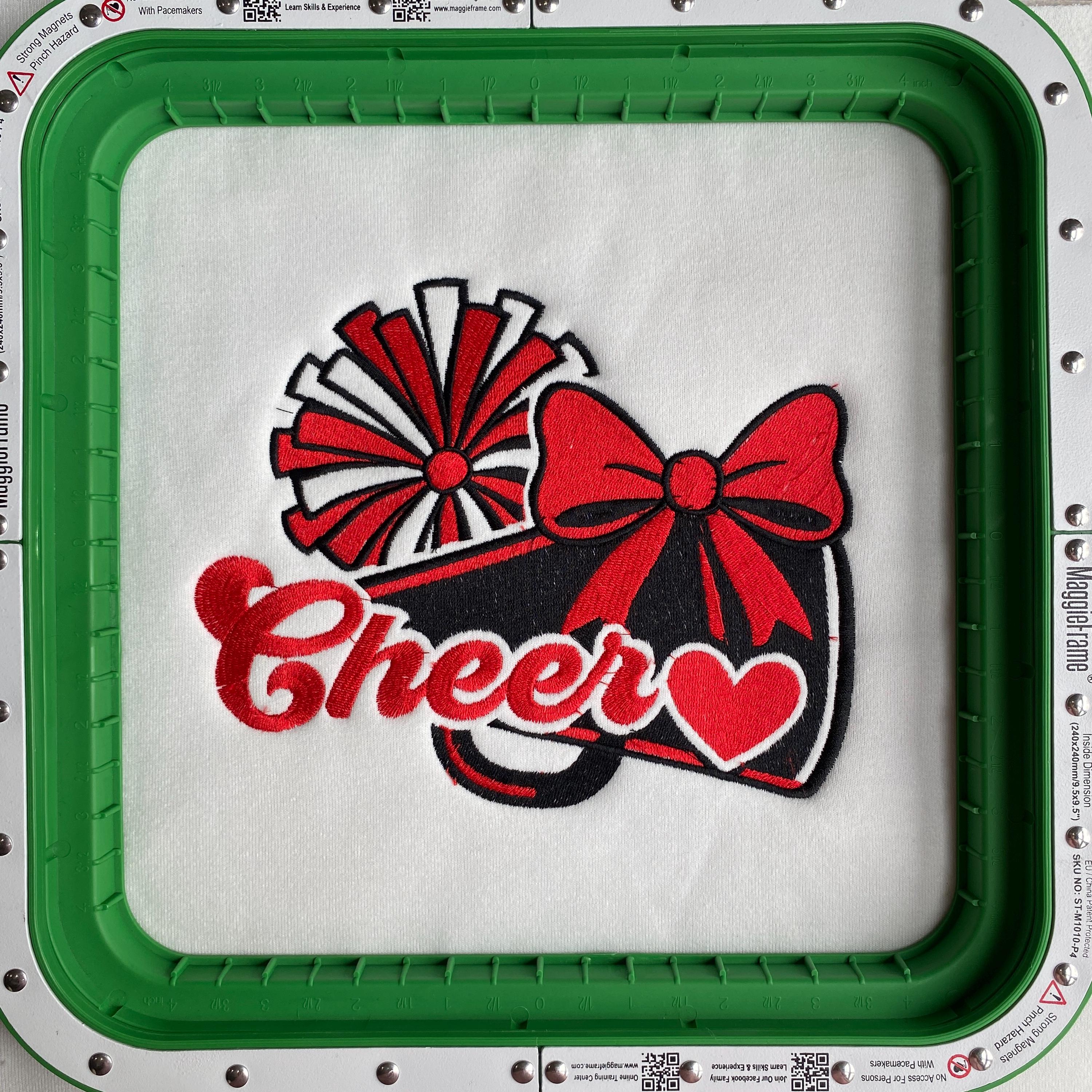 Split Cheerleader Embroidery Design, Pom Pom Megaphone Name Frame ...