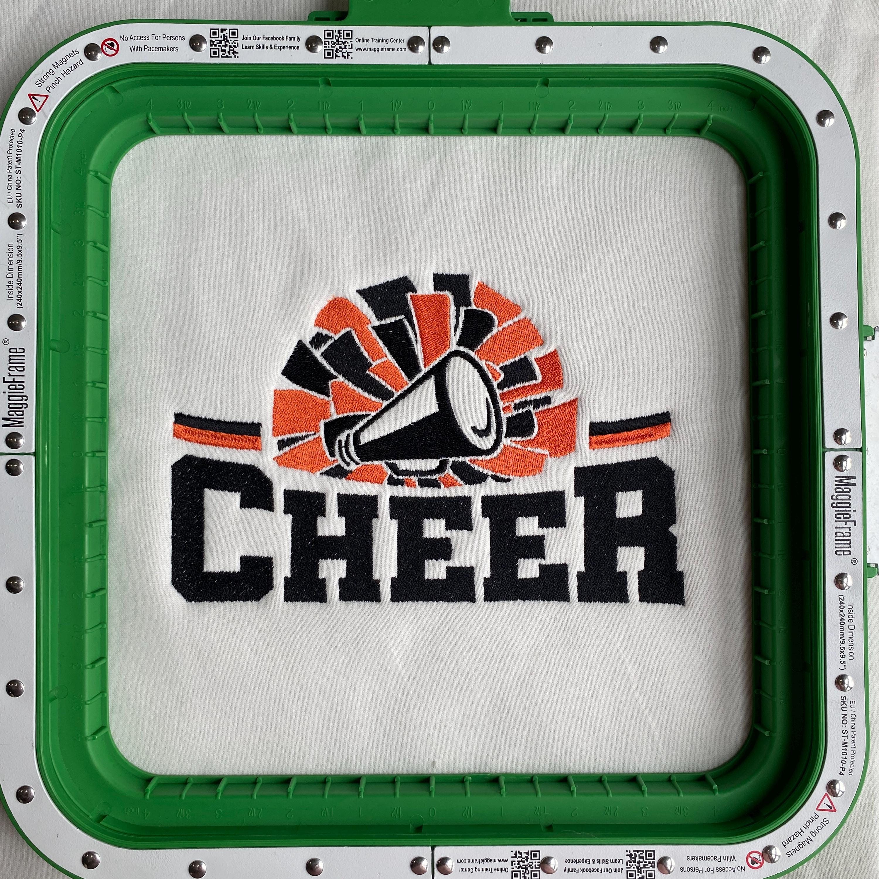 Split Cheerleader Embroidery Design, Pom Pom Megaphone Name Frame ...