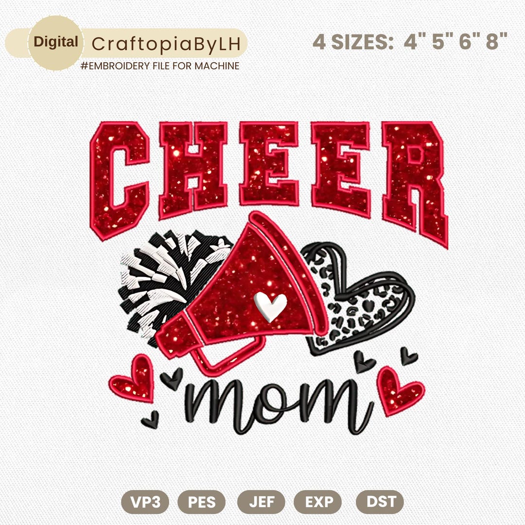 Cheer Mom Applique Embroidery Design, Football Cheerleading Embroidery ...