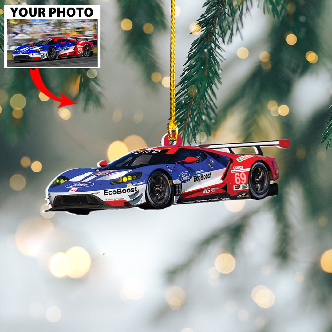 Custom Photo Car Racing Ornament, Gift for Car Racing Lover, Car Racing ...