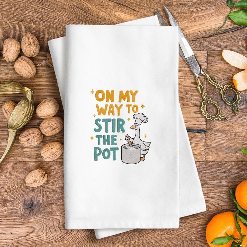 On My Way to Stir the Pot Embroidery Design, Funny Silly Goose Stitch ...
