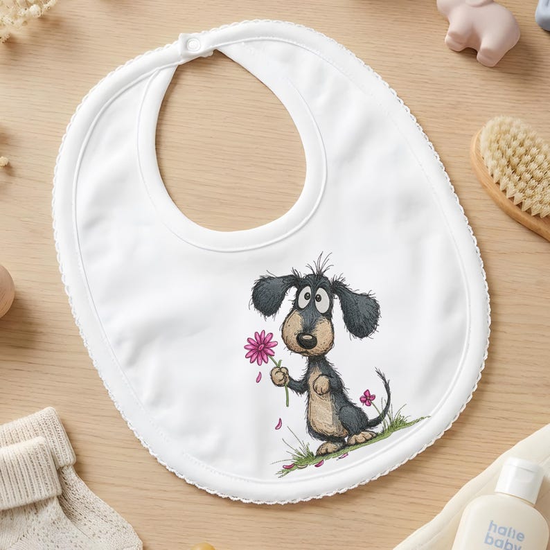 Whimsical Sausage Dog Embroidery, Spring Dachshund With Flowers ...