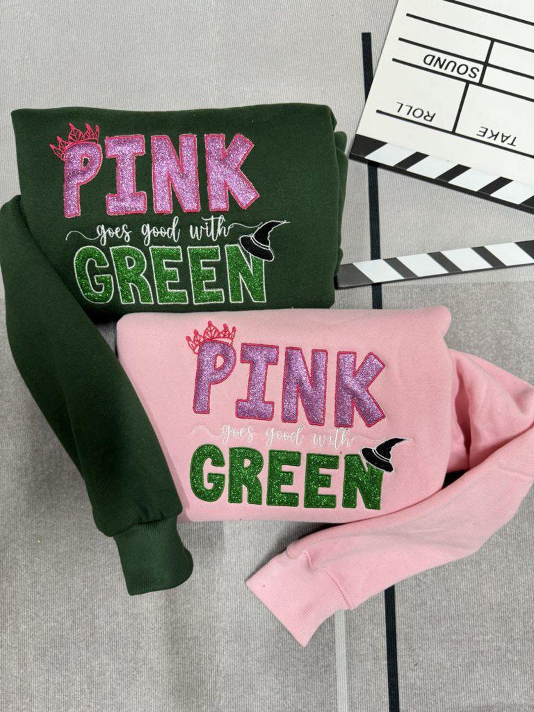 Pink Goes Good With Green Embroidery Sweatshirt, Wicked Musical Elphaba ...