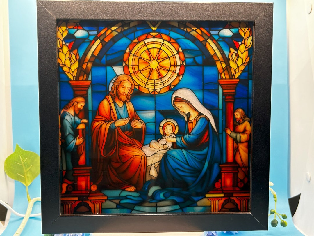 Manger Scene Shadow Box / Creche Shadow Box / Religious / Stained Glass ...
