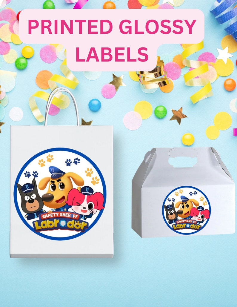 Sheriff Labrador Stickers, Safety Sheriff Labrador Birthday Labels for ...