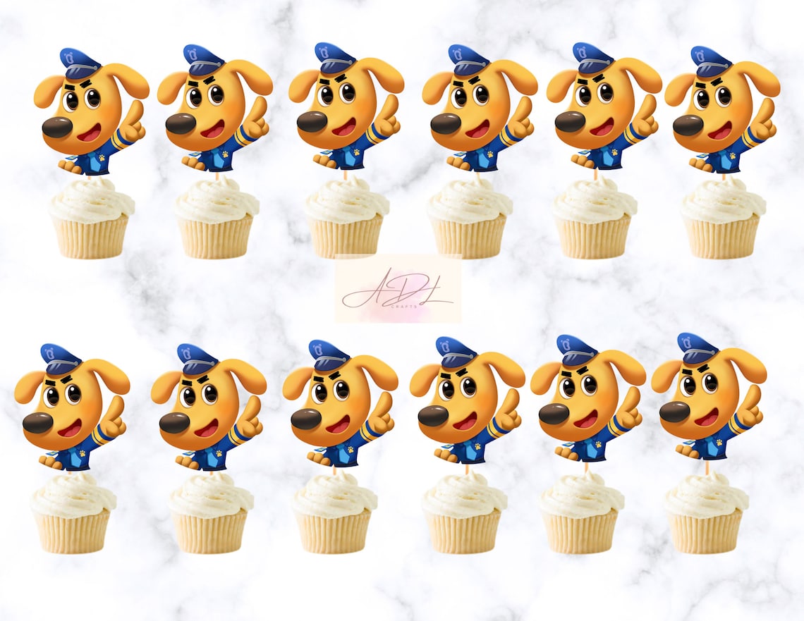 Safety Sheriff Labrador Cupcake Toppers Sheriff Labrador Birthday ...