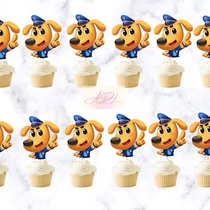 Safety Sheriff Labrador Cupcake Toppers | Sheriff Labrador Birthday ...