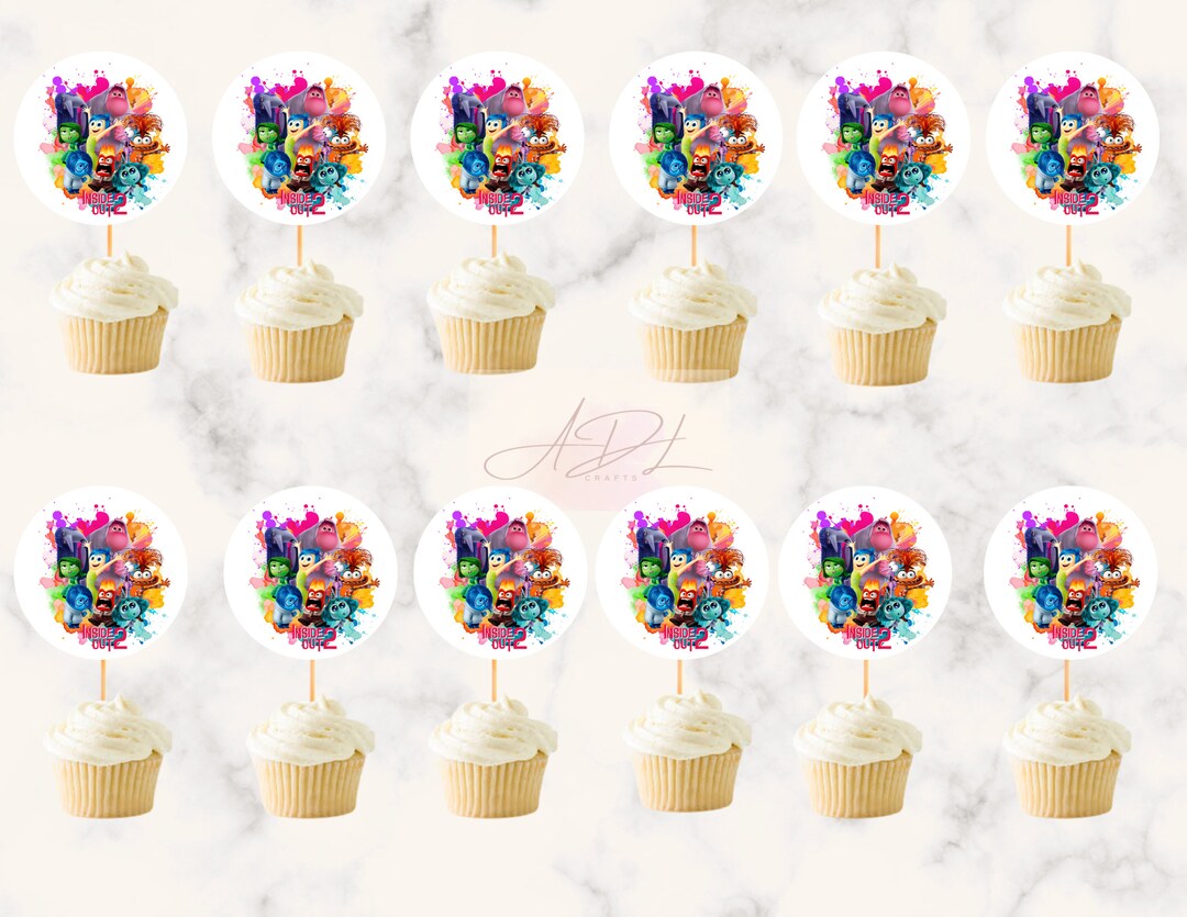 Insideout 2 Cupcake Toppers | Inside Out Birthday Decorations | Inside ...