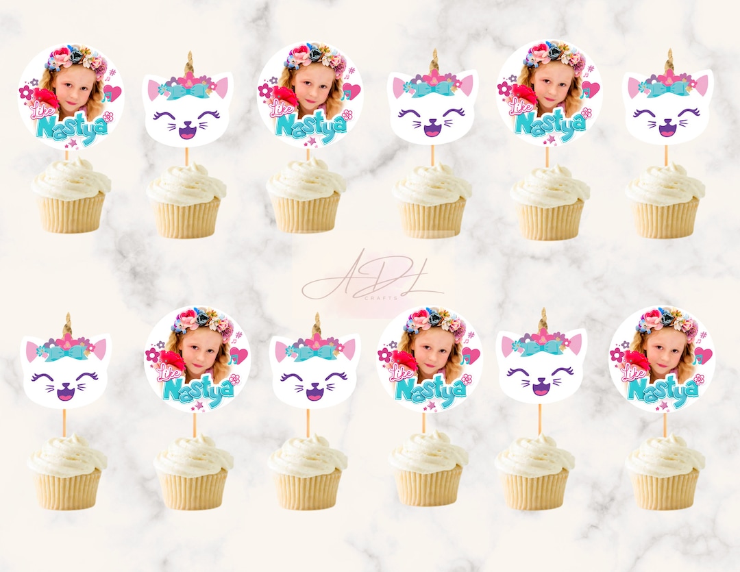 Nastya Cupcake Toppers | Nastya Kids Birthday Decorations | Like Nastya ...