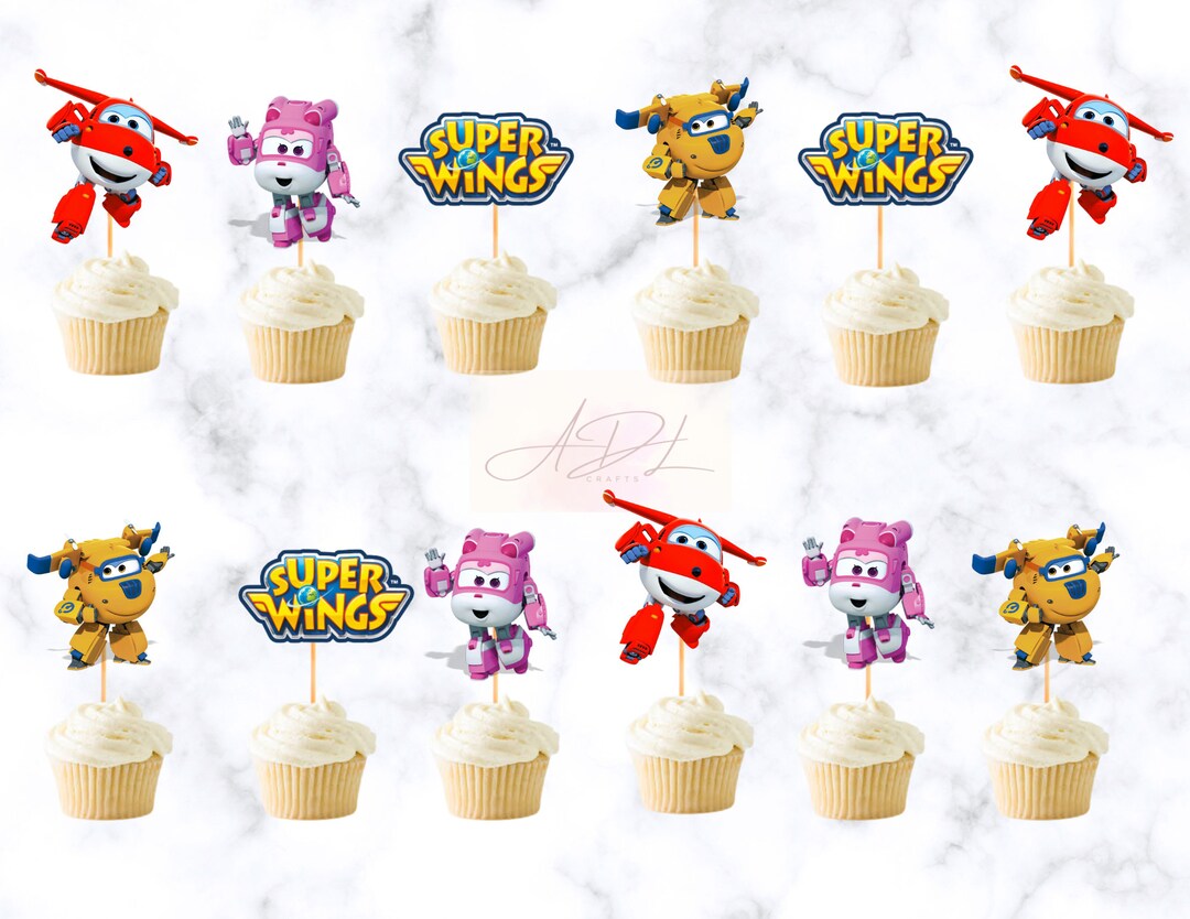 Super Wings Cupcake Toppers | Airplanes Kids Birthday Decorations ...