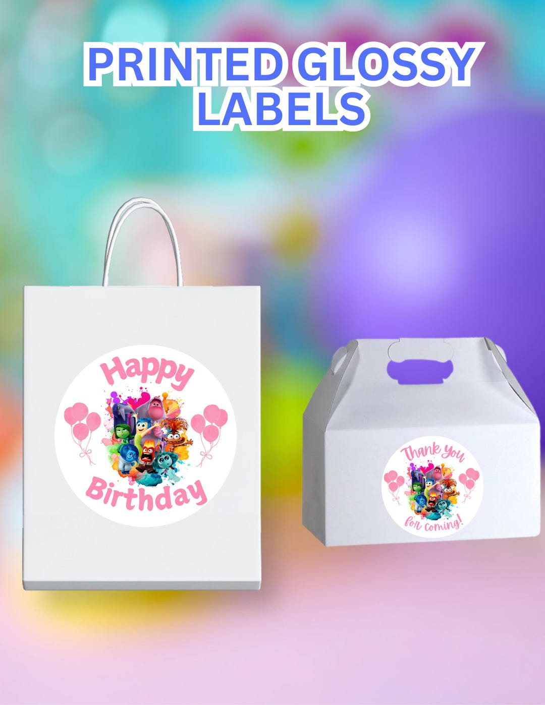 Inside Out 2 Girl Stickers, Girl Inside Oout Birthday Labels for Candy ...