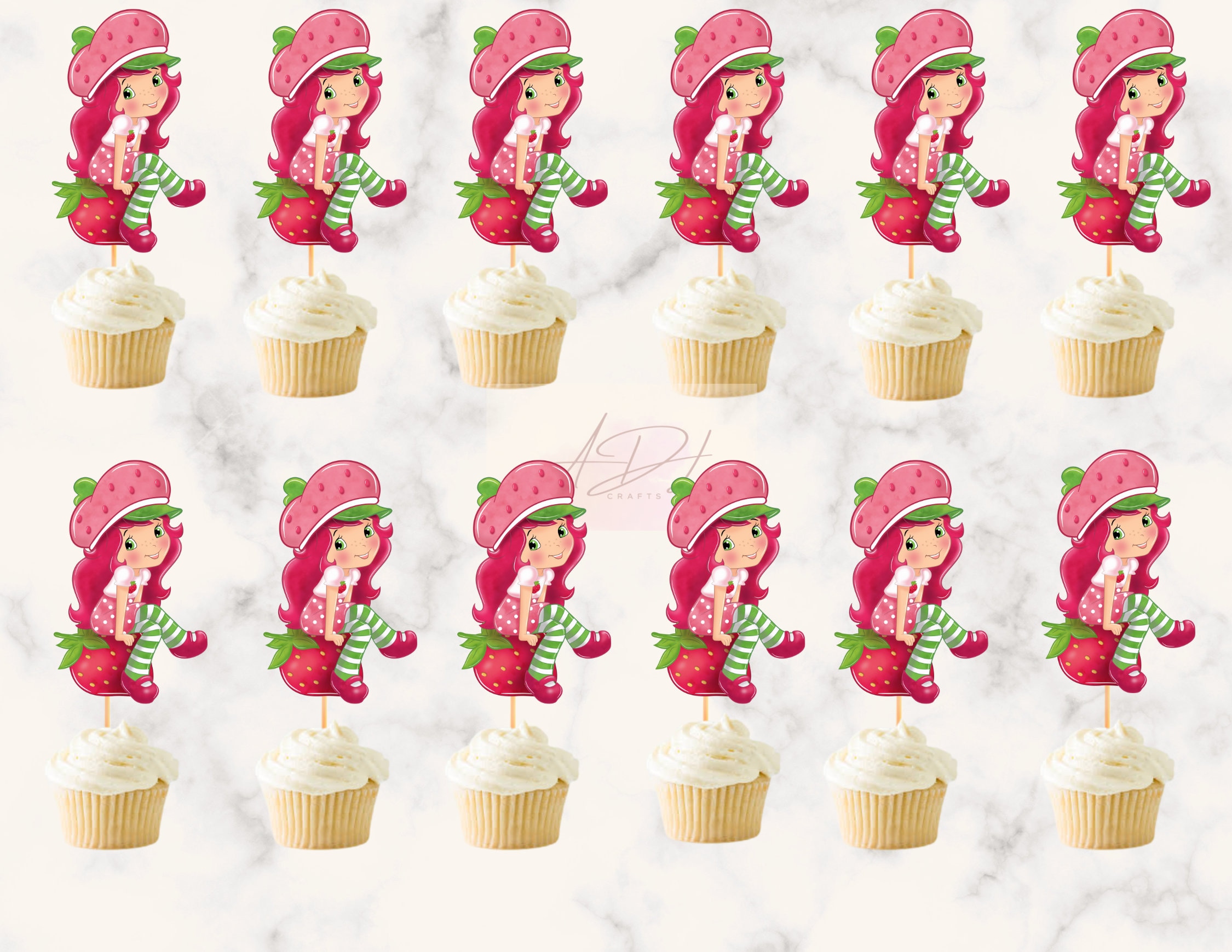 Cute Shortcake Cupcake Toppers, Strawberry Shortcake Party Decorations ...