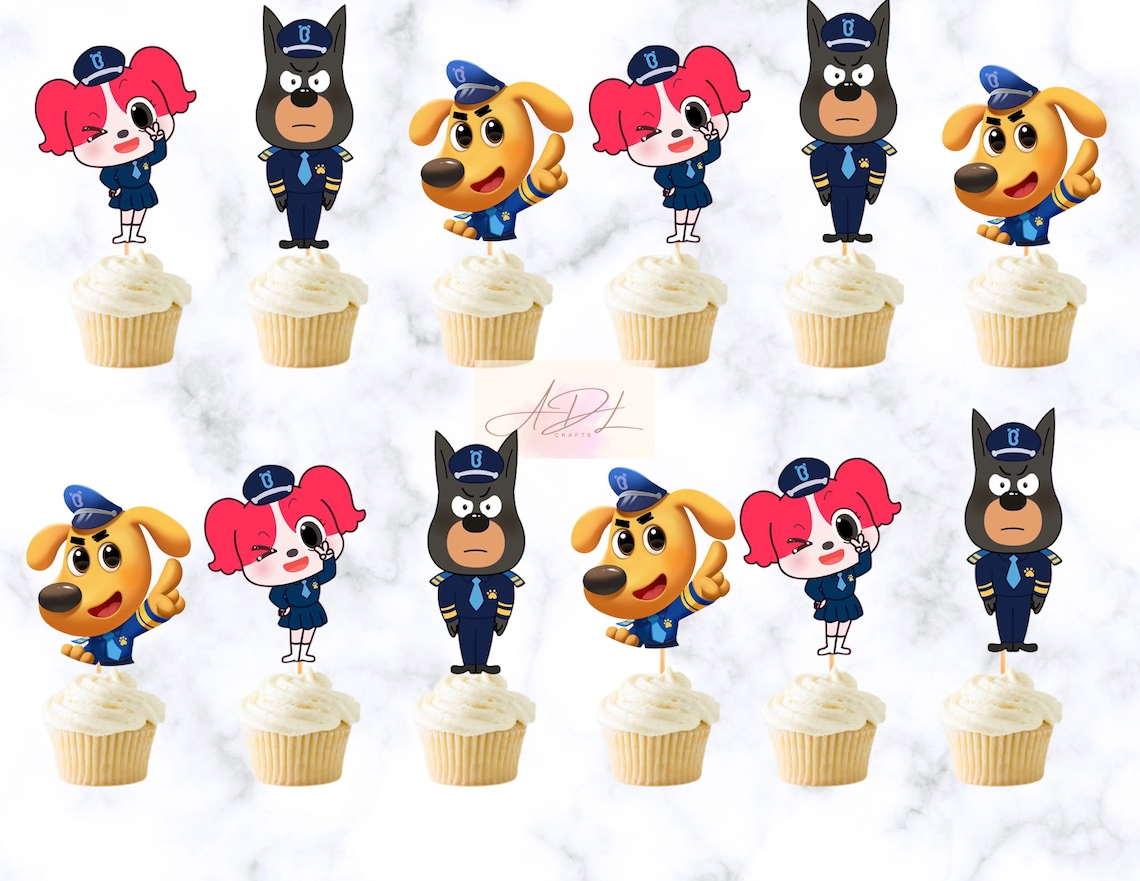 Safety Sheriff Labrador Cupcake Toppers Sheriff Labrador Birthday ...