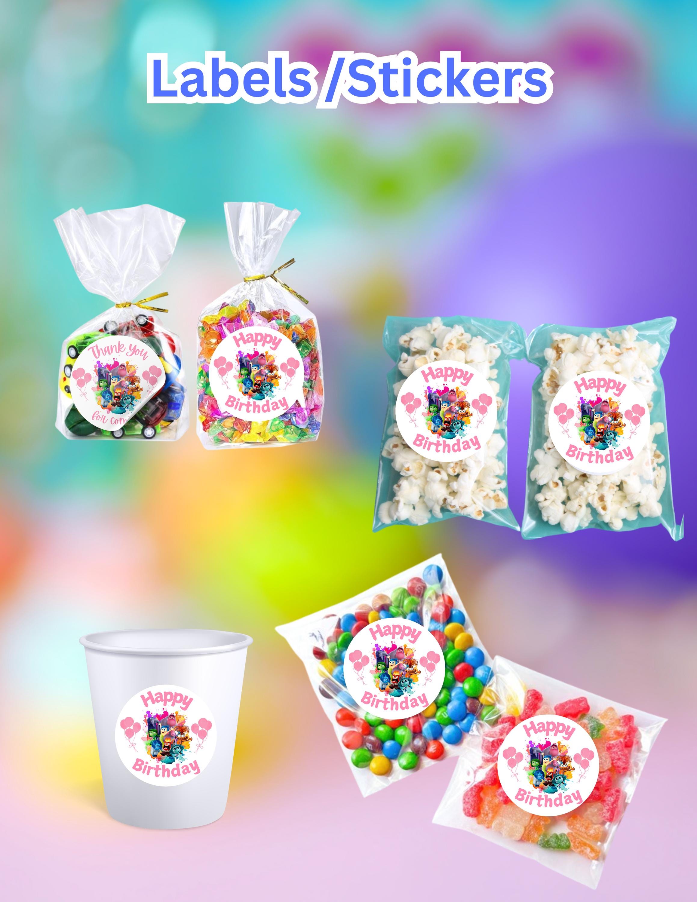 Inside Out 2 Girl Stickers, Girl Inside Oout Birthday Labels for Candy ...