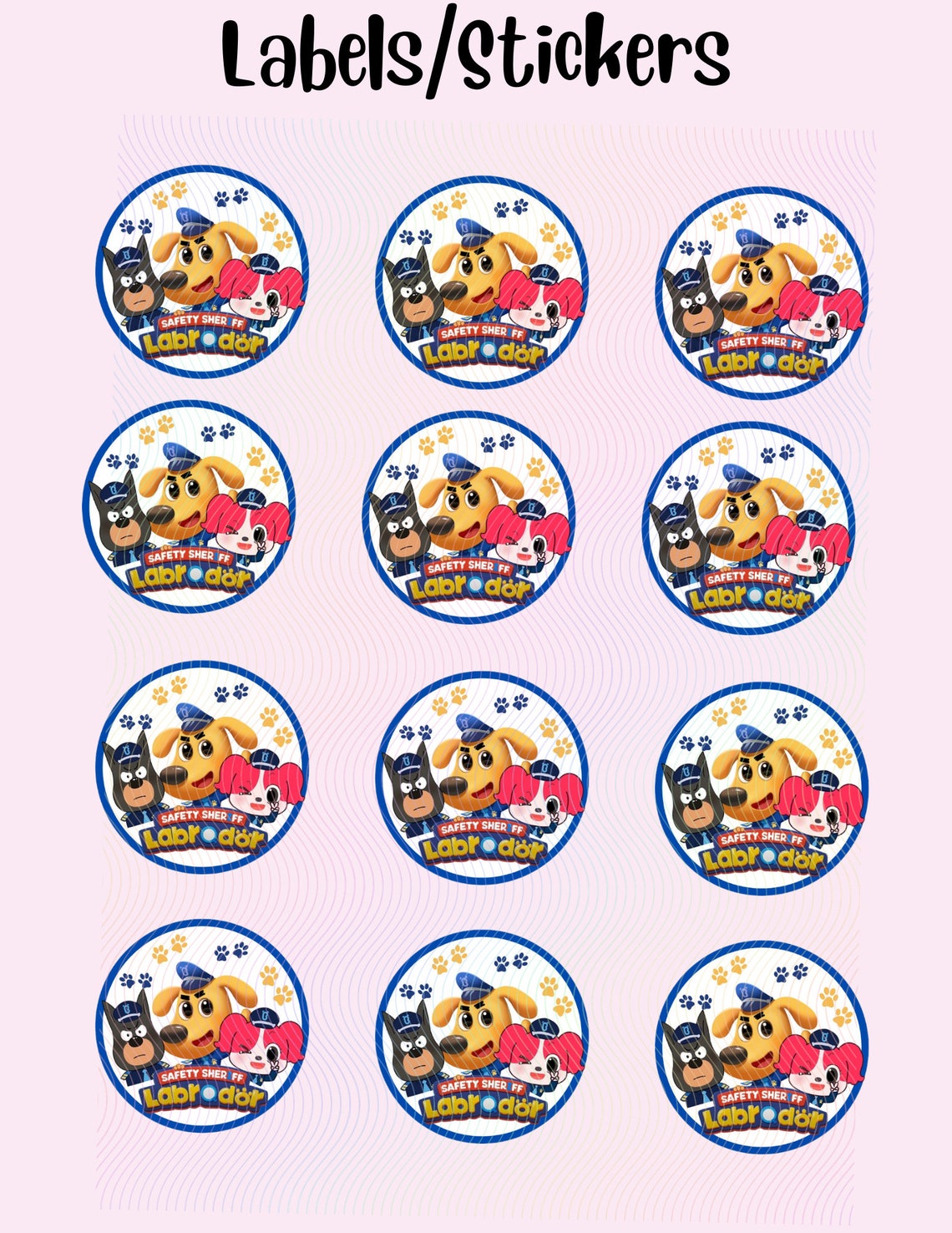 Sheriff Labrador Stickers, Safety Sheriff Labrador Birthday Labels for ...