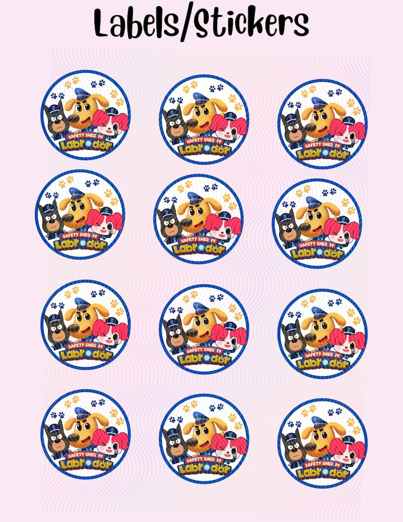 Sheriff Labrador Stickers, Safety Sheriff Labrador Birthday Labels for ...