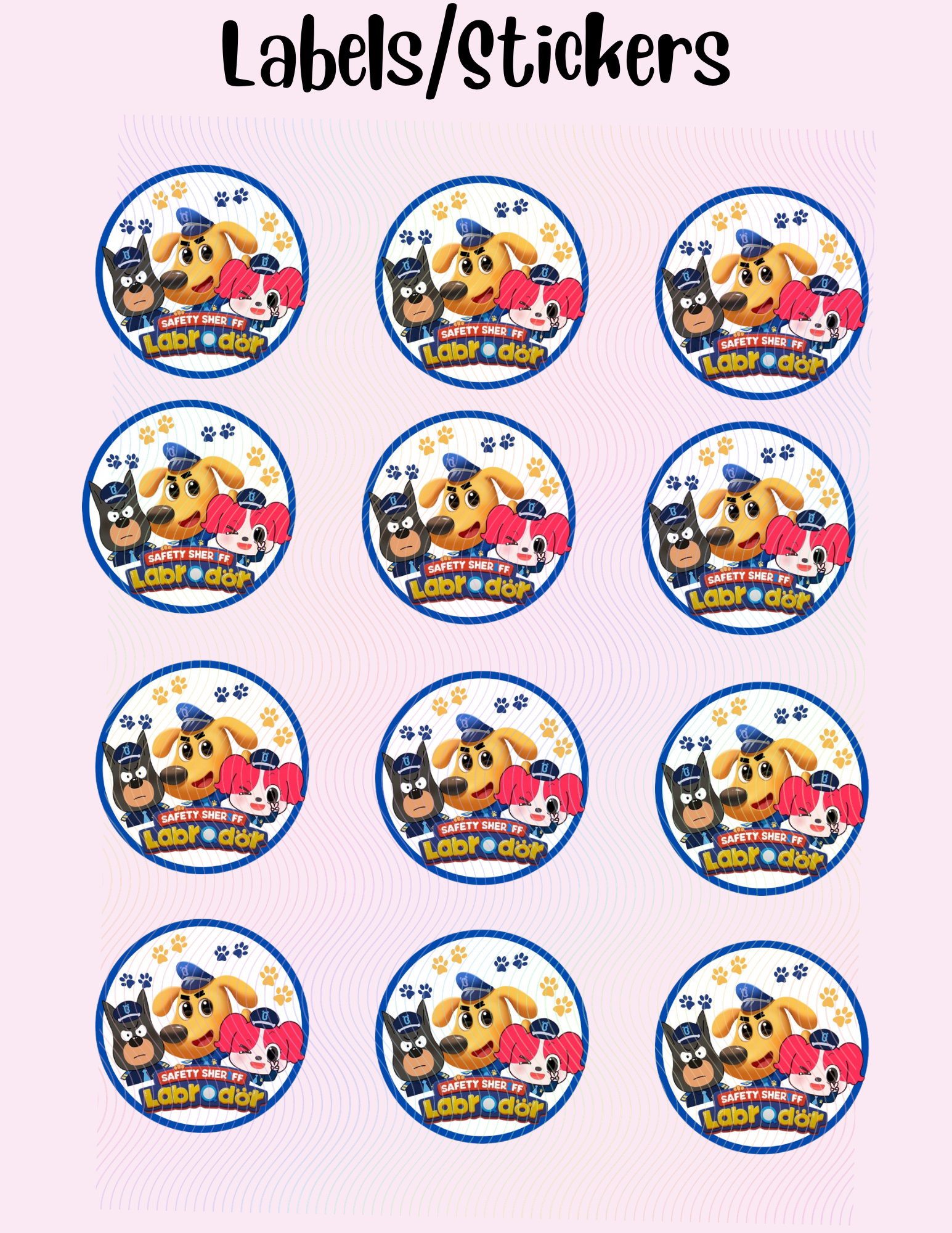 Sheriff Labrador Stickers, Safety Sheriff Labrador Birthday Labels for ...