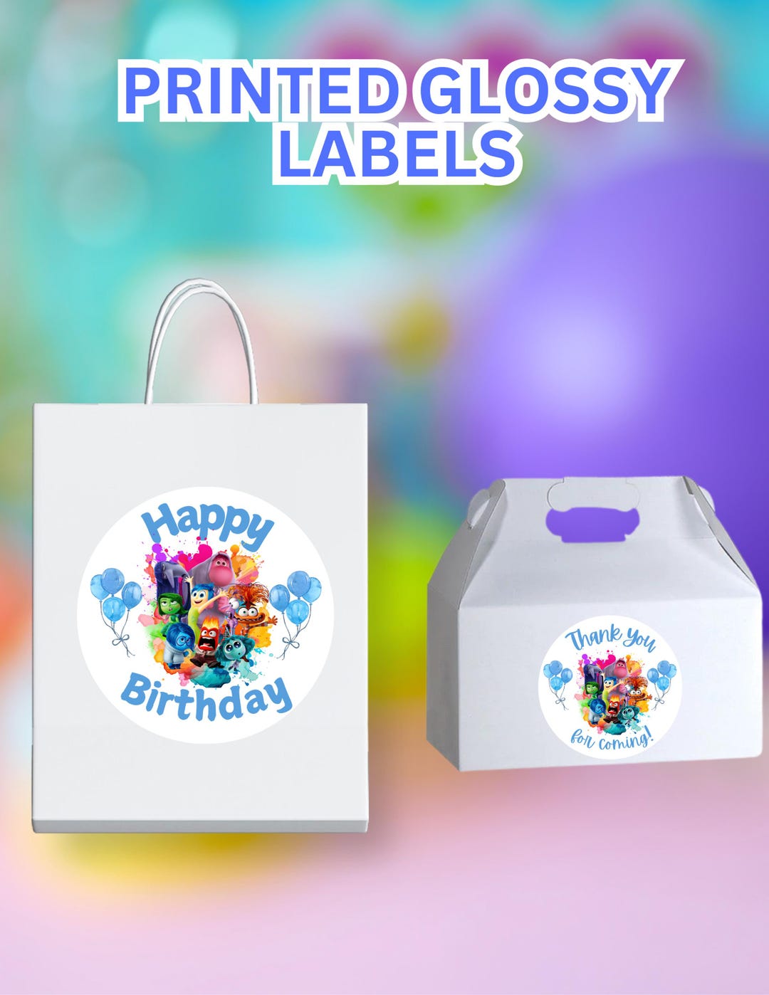 Inside Out Boy Stickers, Inside Out Birthday Labels for Candy Favors ...