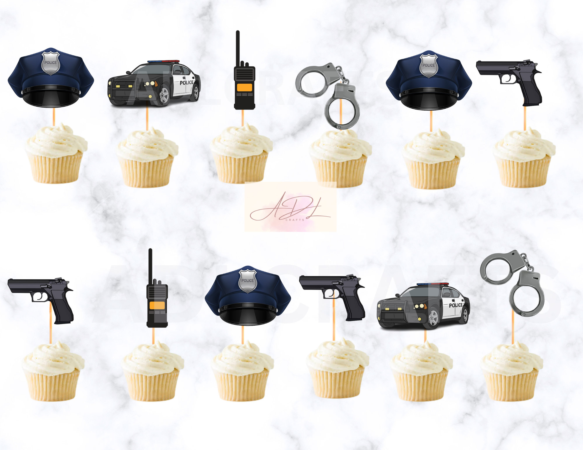 Police Cupcake Toppers, Policia Party Decorations, Police Officer ...