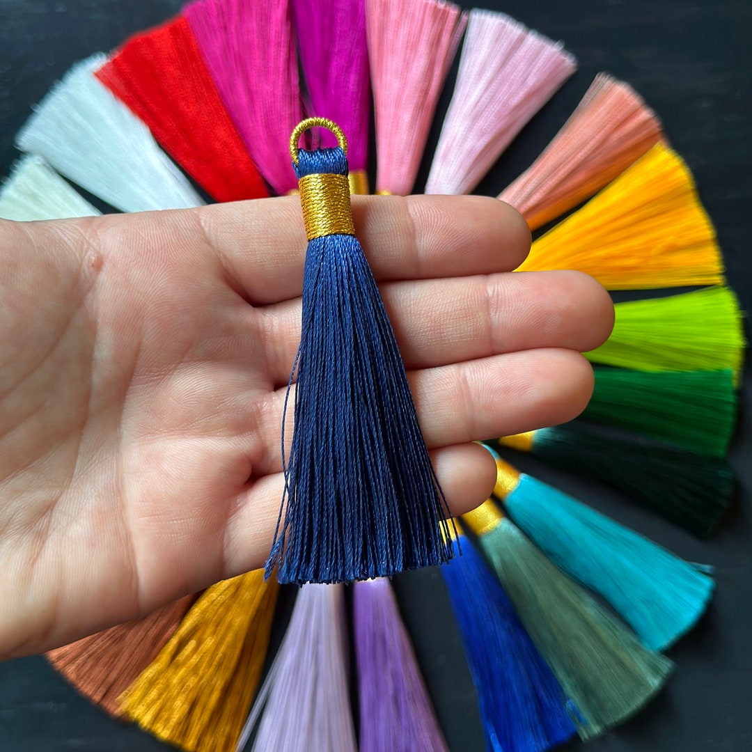 3 Dark Blue Gold Bind Tassel High Quality Deep Blue Embellishment Jewelry Diy Moody Bohemian ...