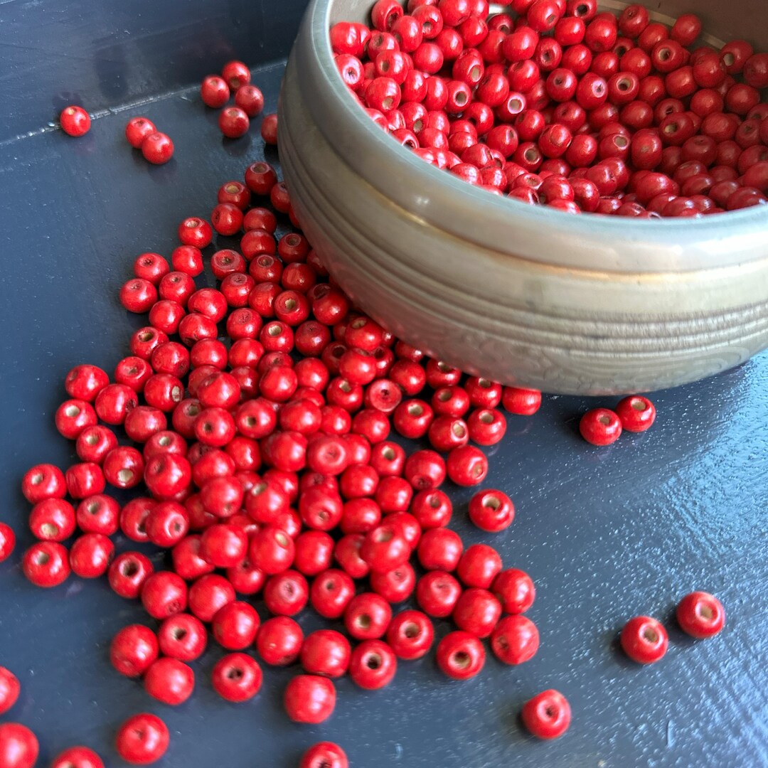 8mm RED Wood Beads Choose Your Pack Size 100 Beads, 300 Beads Jewelry ...